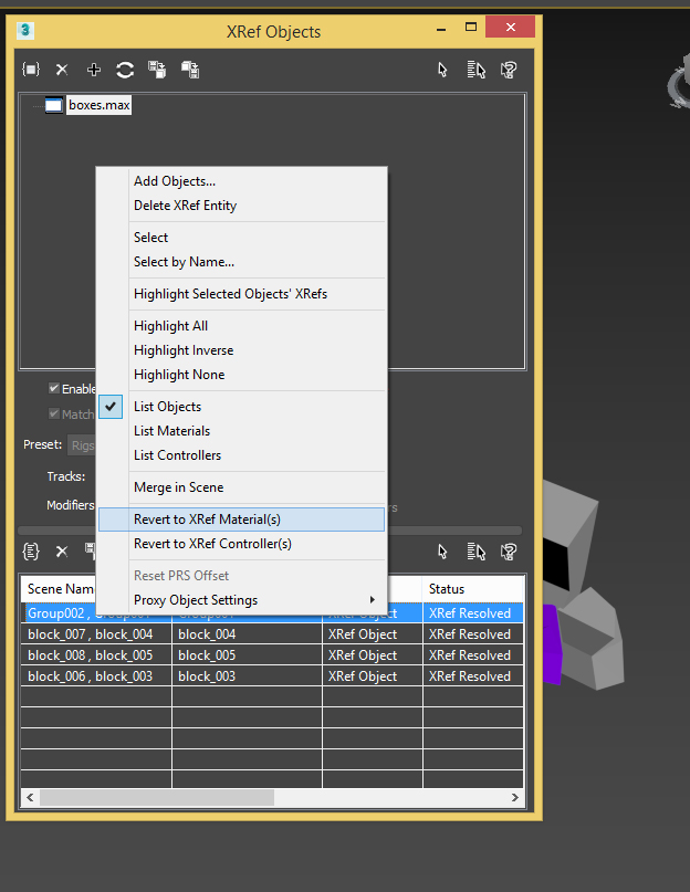 Xref Objects Revert To Xref Material ScriptSpot