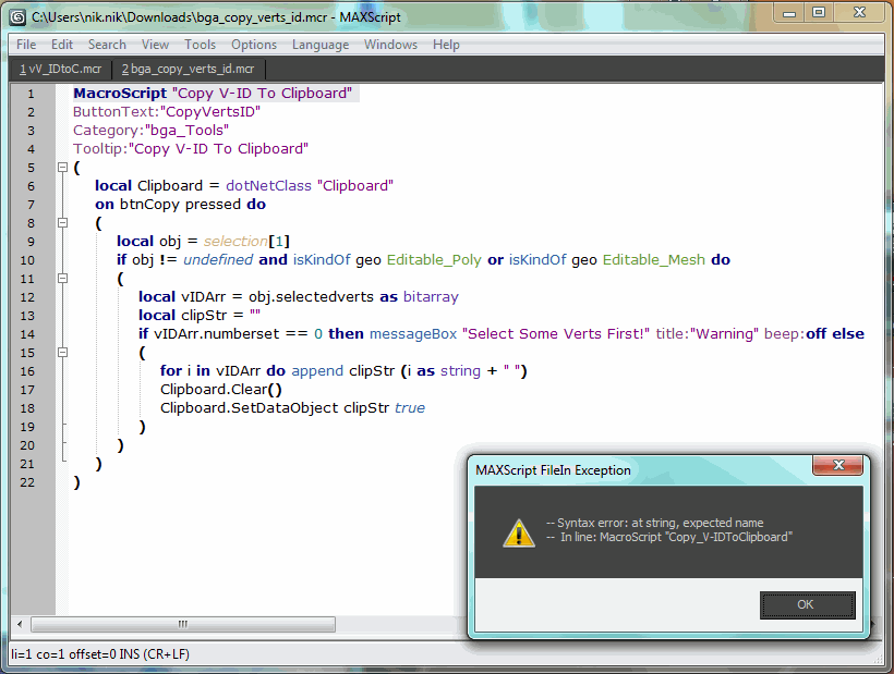 COPY VERTEX ID IN CLIPBOARD. | ScriptSpot