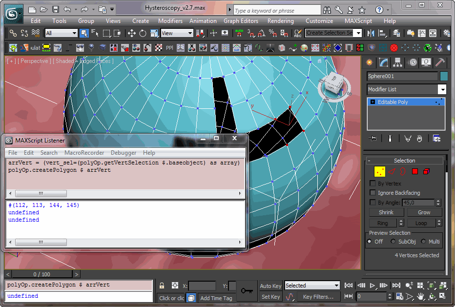 how to make a polygon from vertices selection >3? | ScriptSpot