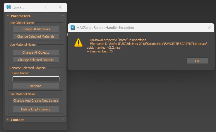 Object name to Material name | ScriptSpot