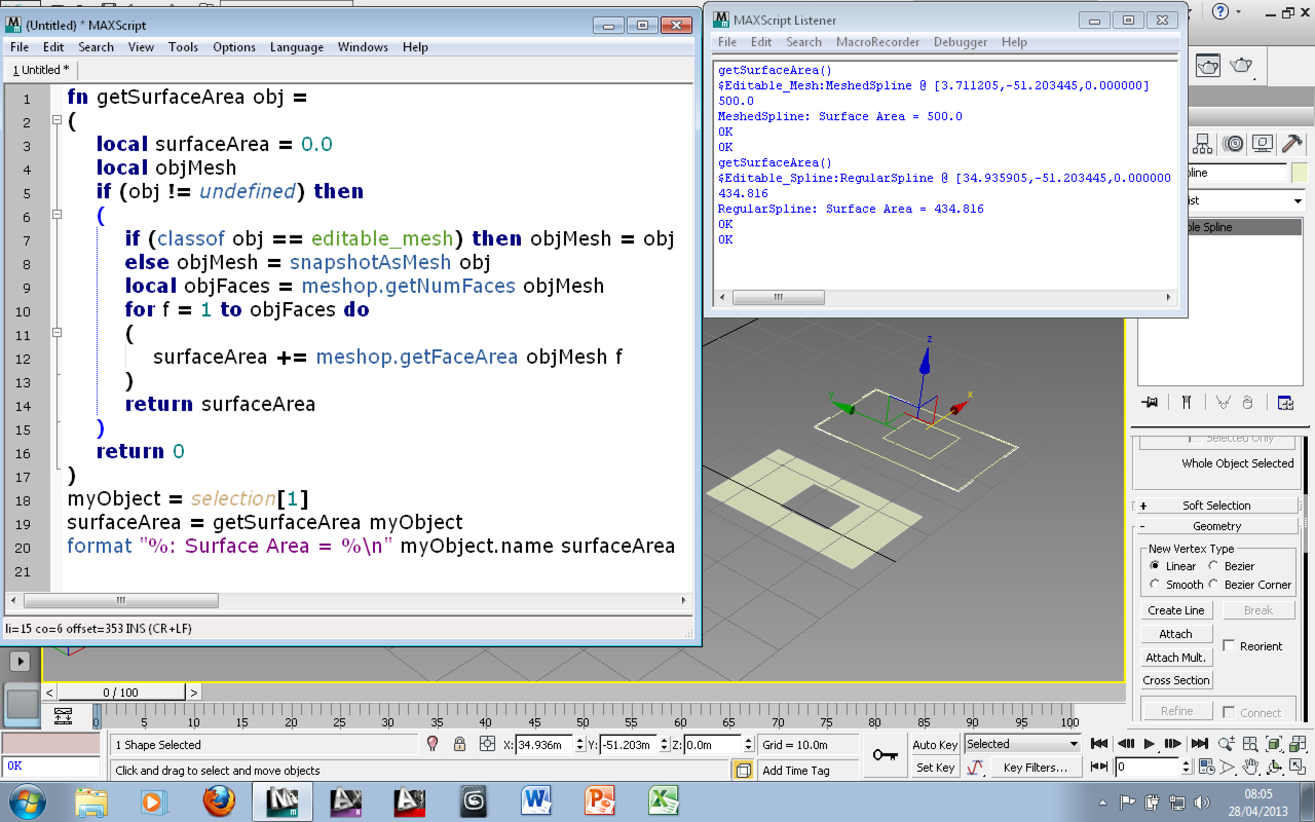 snapshotAsMesh gives wrong face area | ScriptSpot