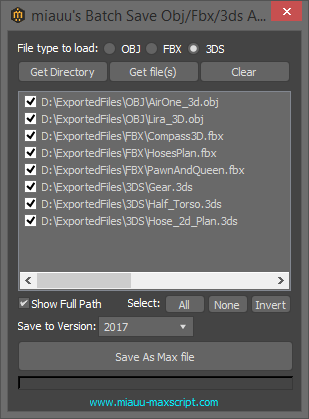 miauu's Batch Save OBJ/FBX/3DS/MAX as Max files | ScriptSpot
