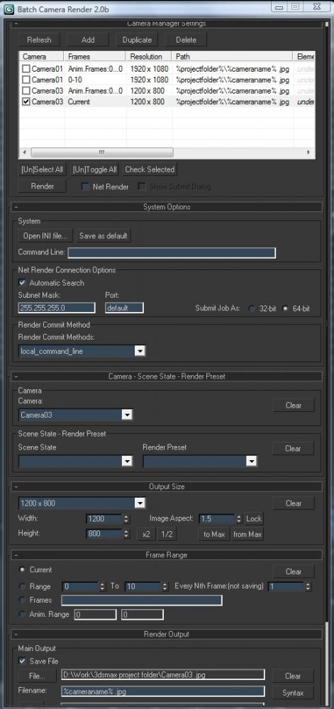 Batch Camera Render | ScriptSpot